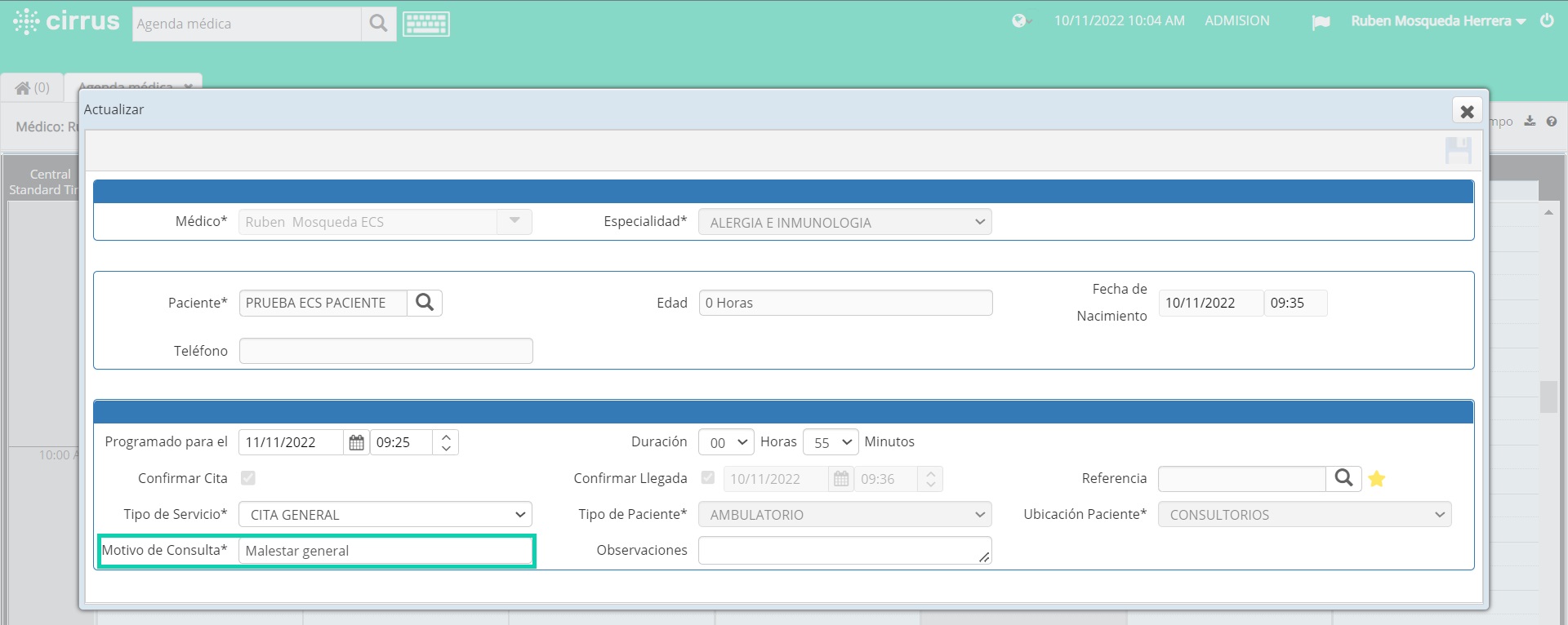 390 - Datos de la cuenta paciente en reporte de citas – eCareSoft, Inc Knowledge Base (ES)
