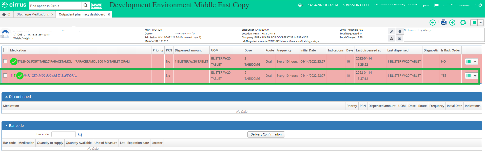300 - Management of partial deliveries in outpatient pharmacy ...