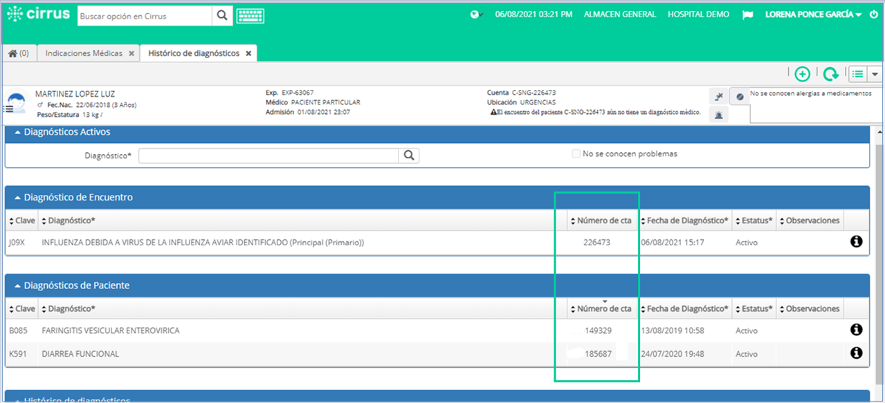 198 Identificación de Diagnósticos del paciente – eCareSoft, Inc Knowledge Base (ES)