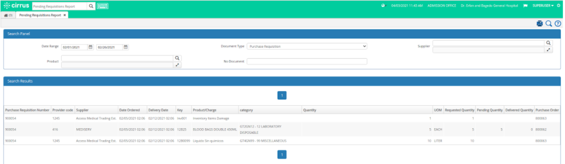 123 Pending requisitions report – eCareSoft, Inc Knowledge Base (EN)