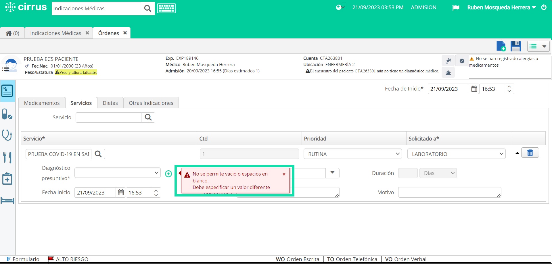 509 - Configuración para Diagnóstico Obligatorio en Órdenes – eCareSoft, Inc Knowledge Base (ES)