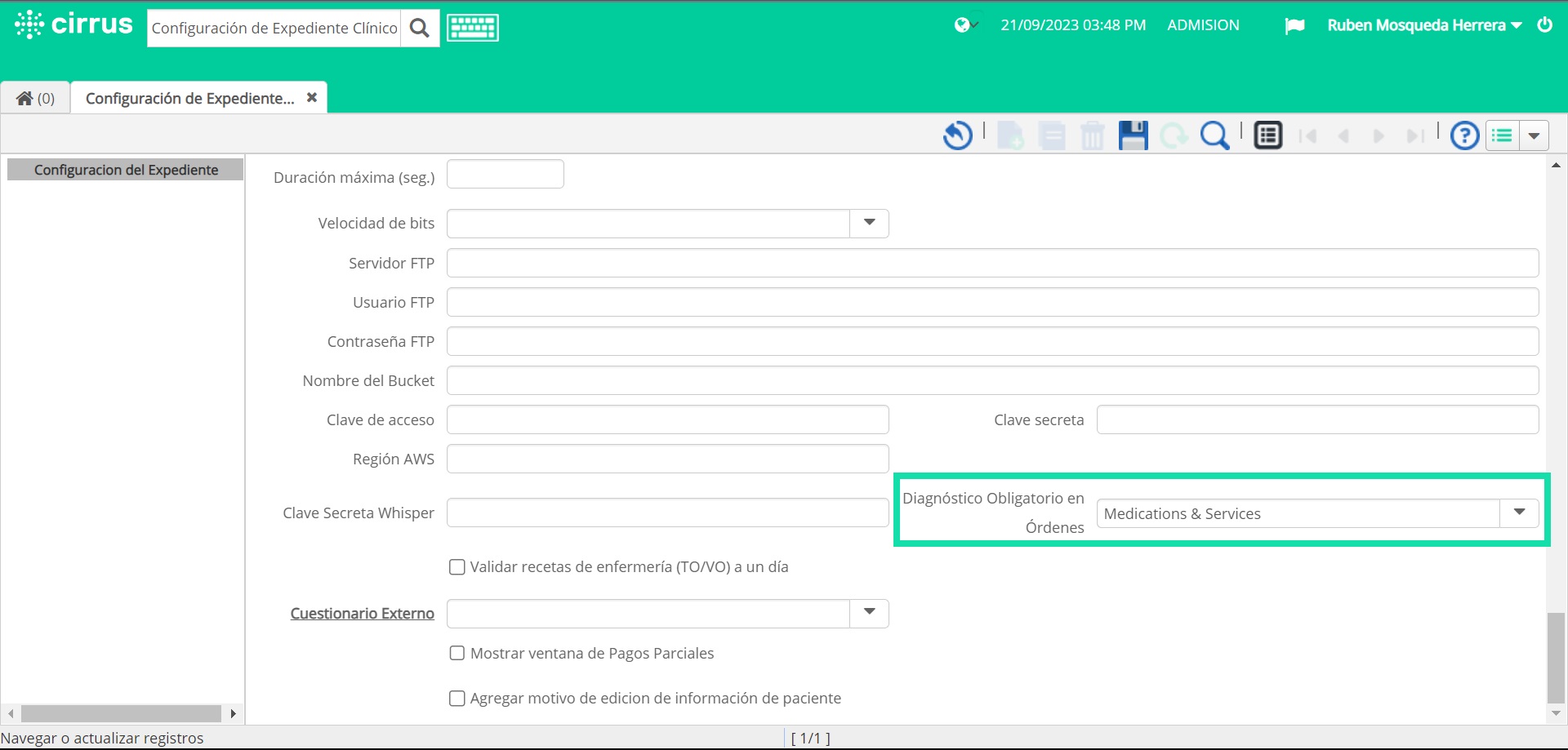 509 - Configuración para Diagnóstico Obligatorio en Órdenes – eCareSoft, Inc Knowledge Base (ES)