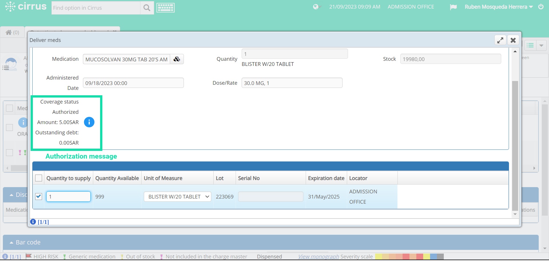 510 - Display of Partial Authorizations in Outpatient Pharmacy and Service Orders windows ...