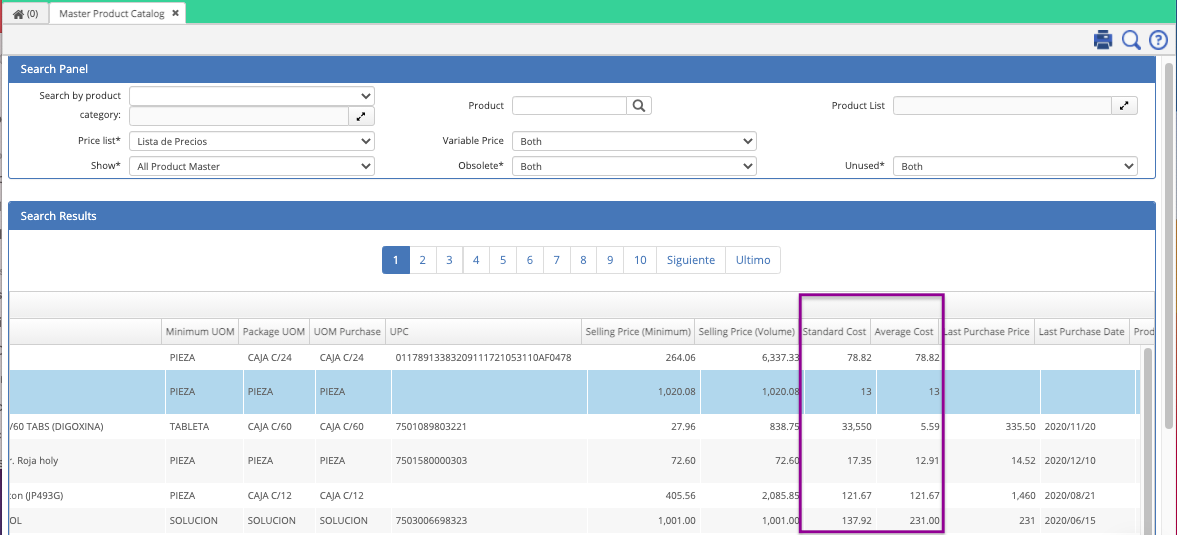60 Modificación en el Catálogo Maestro de Productos – eCareSoft, Inc Knowledge Base (ES)