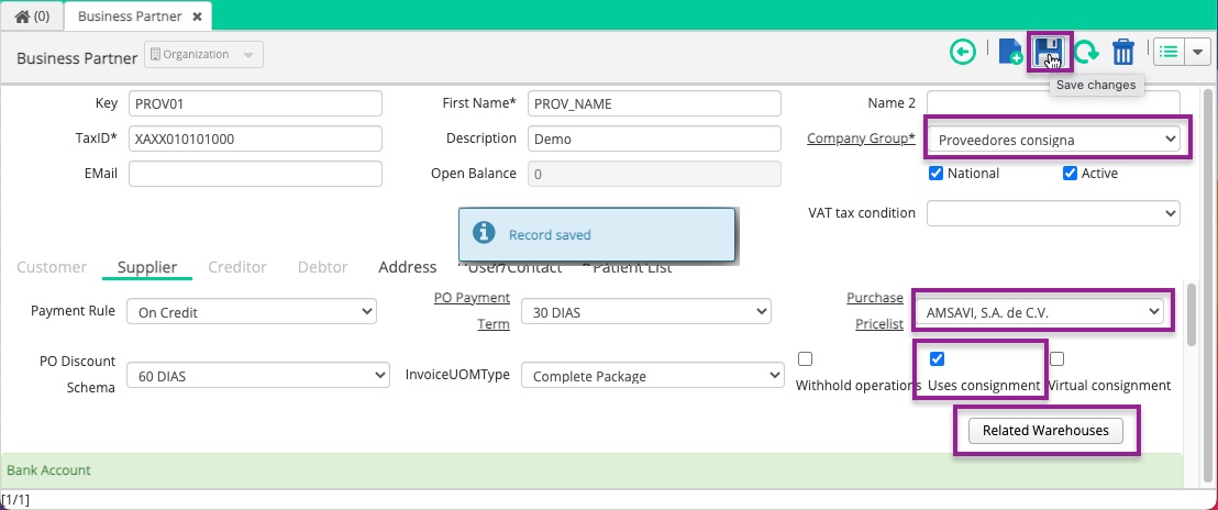 Configuration of consigned product vendors – eCareSoft, Inc Knowledge Base (EN)
