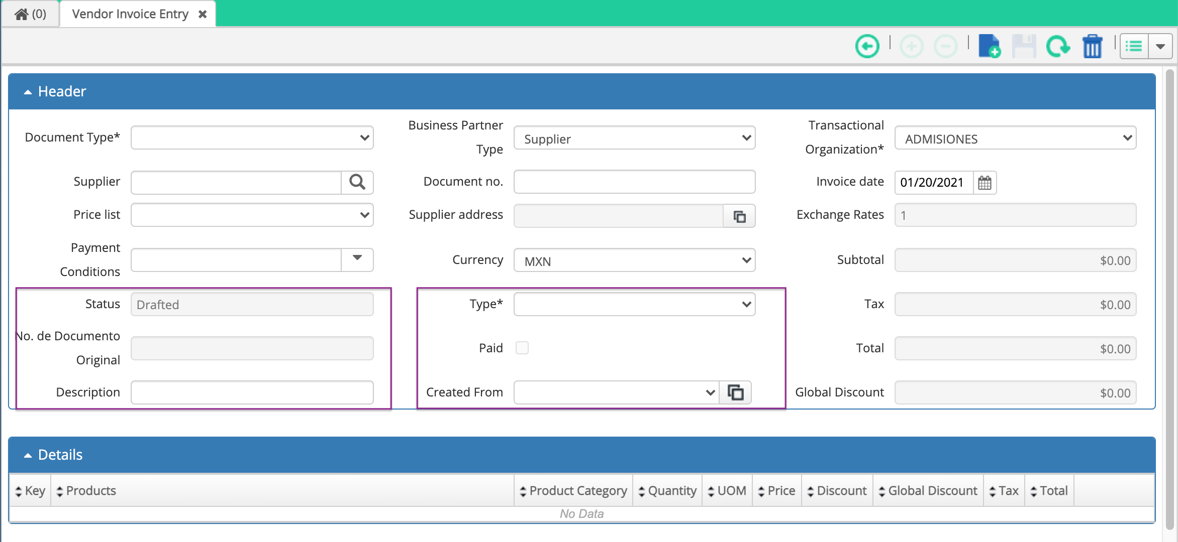 New Fields in Vendor Invoice Entry for the AFIP Report – eCareSoft, Inc Knowledge Base (EN)