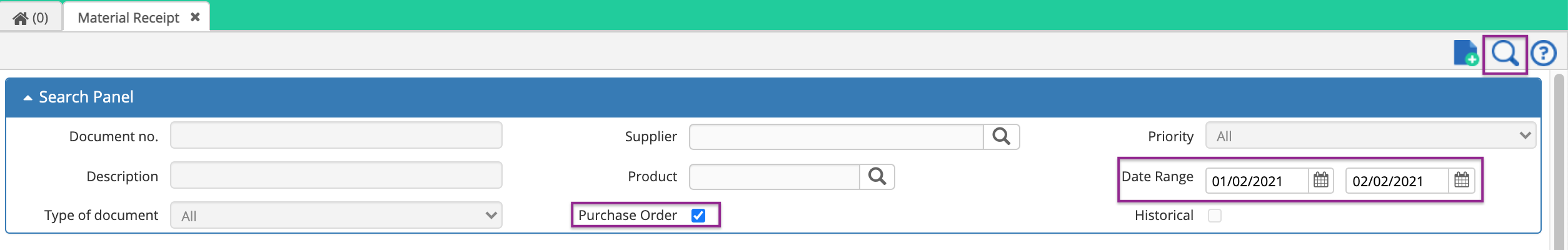 Common actions in material receipt – eCareSoft, Inc Knowledge Base (EN)