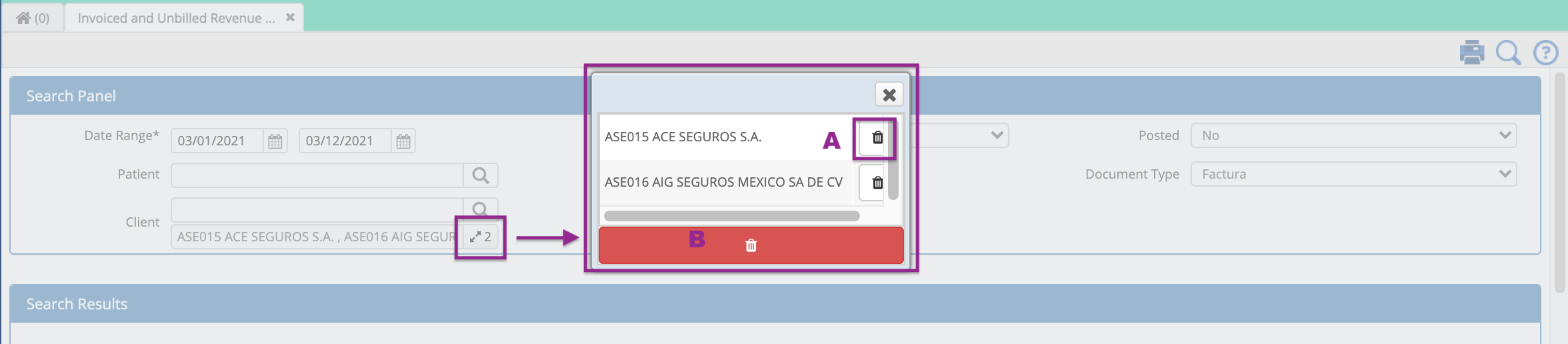 Common actions in Invoiced and Unbilled Revenue Report – eCareSoft, Inc Knowledge Base (EN)