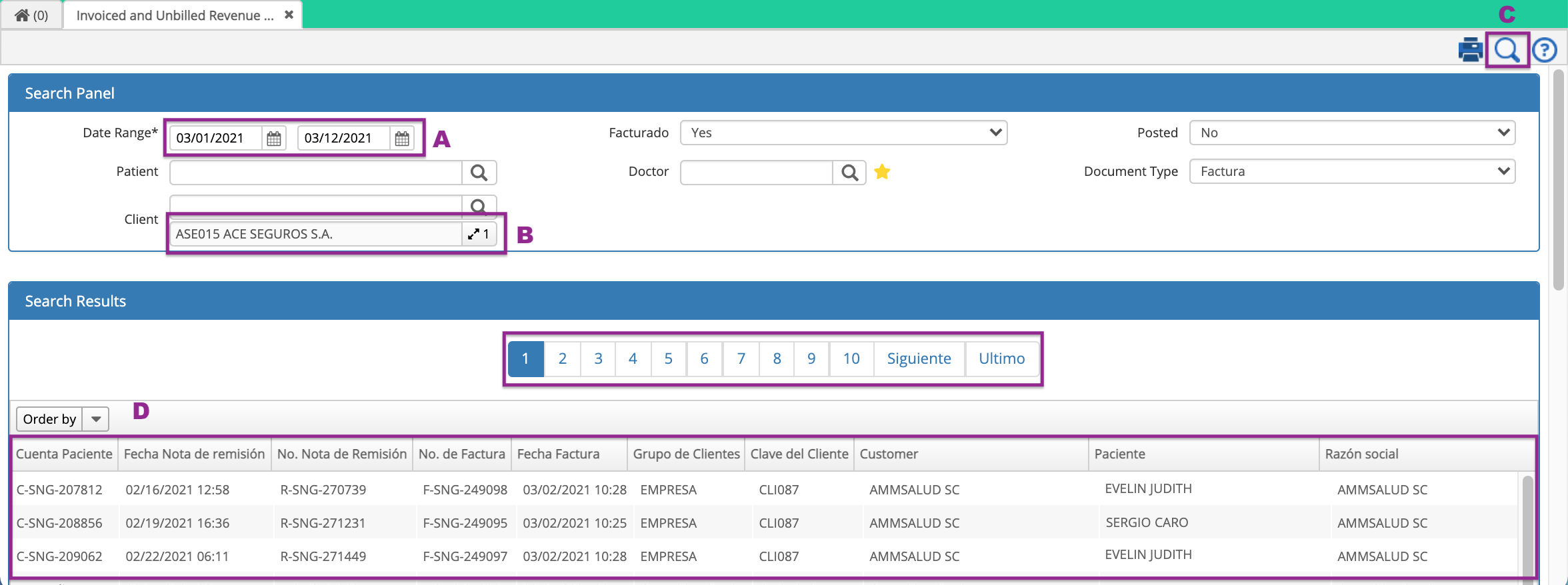 Common actions in Invoiced and Unbilled Revenue Report – eCareSoft, Inc Knowledge Base (EN)