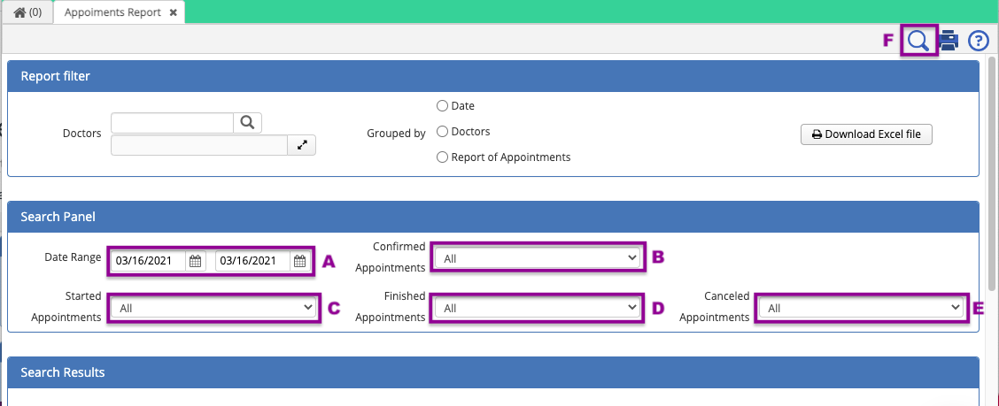 Common actions in Appointments Report – eCareSoft, Inc Knowledge Base (EN)