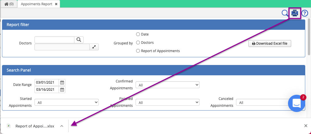 Common actions in Appointments Report – eCareSoft, Inc Knowledge Base (EN)