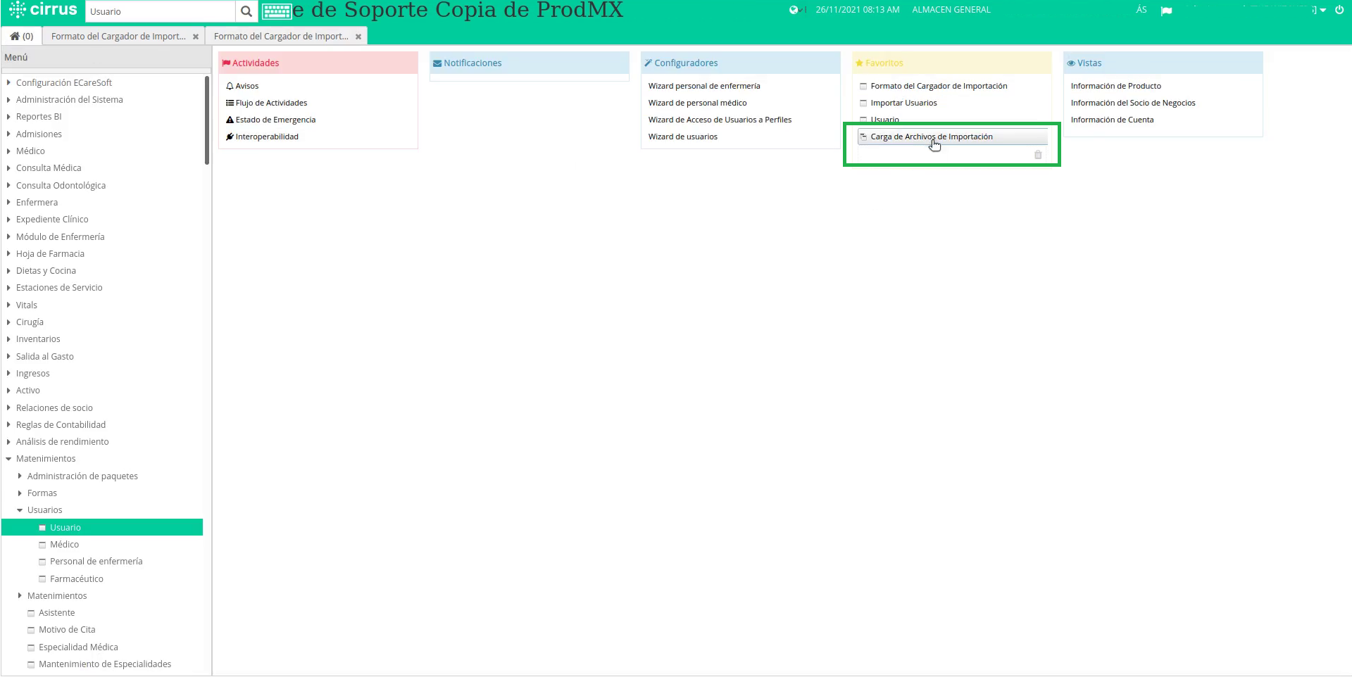 226 - Importación de usuarios desde archivo – eCareSoft, Inc Knowledge Base (ES)
